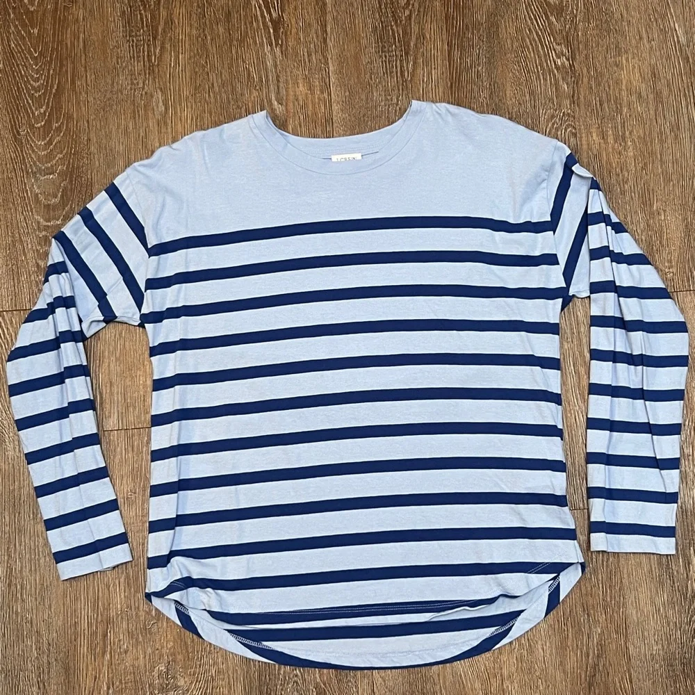 J. Crew | Tops | Jcrew Boyfriend Jersey Longsleeve Stripe Tee Fair ...